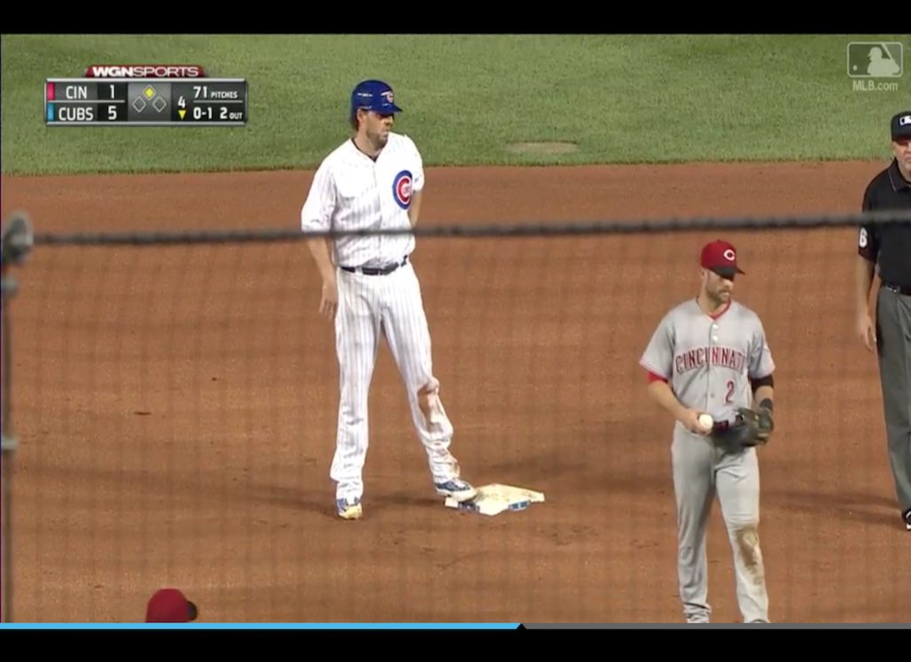 John Lackey Gets Tagged Out At Second Base After A Walk Following First ...