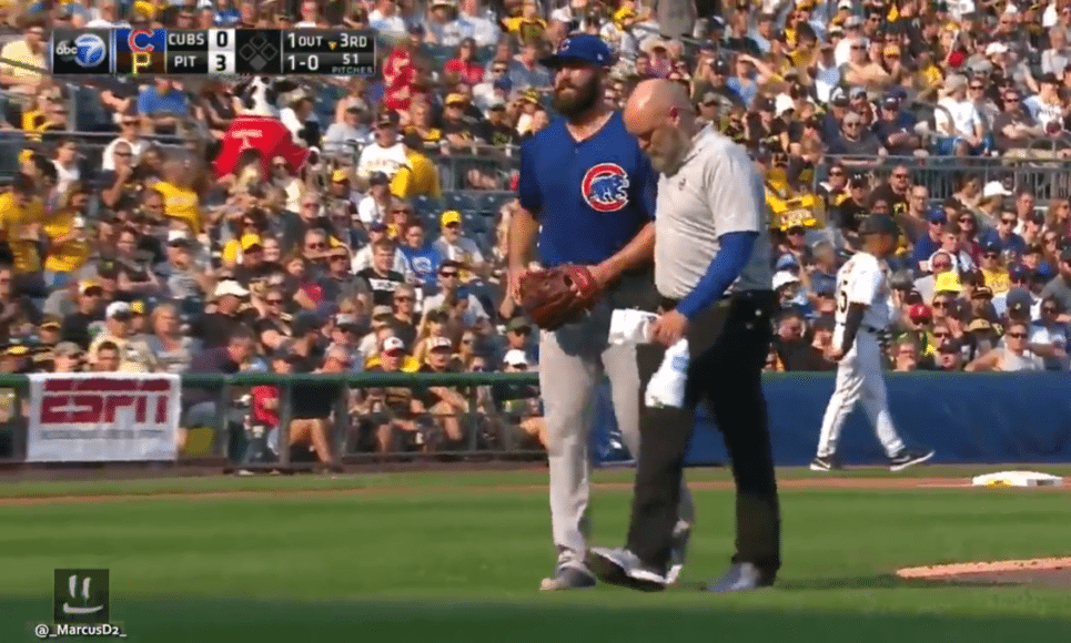 Jake Arrieta Exits Today's Game With Painful Leg Injury