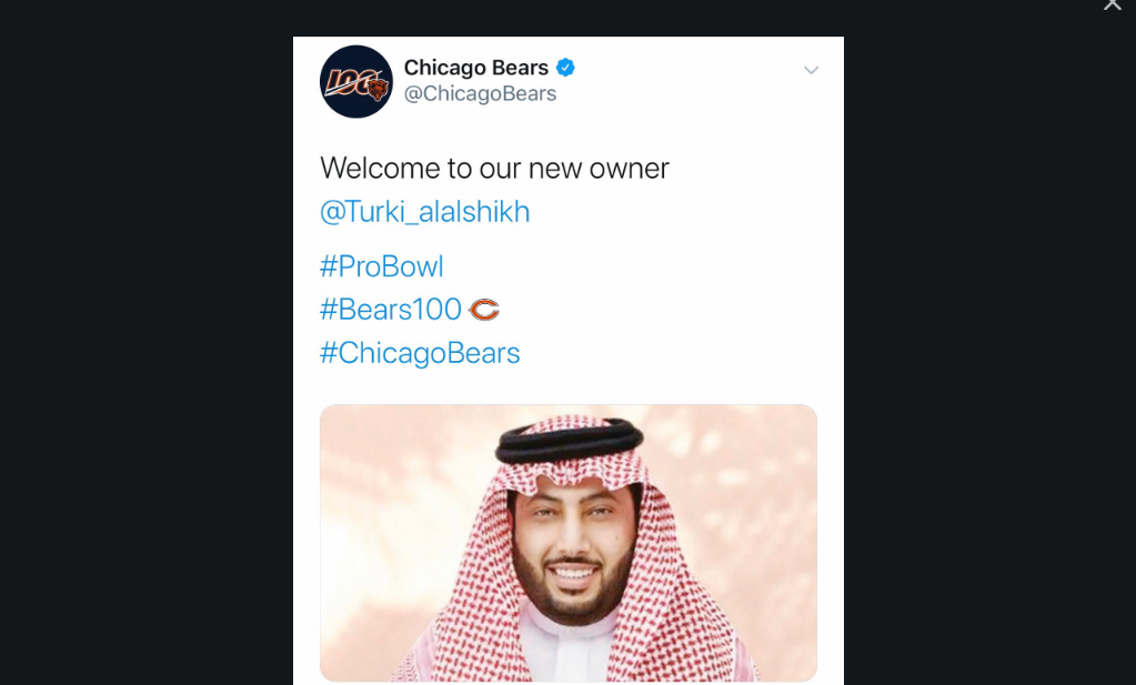Chicago Bears Twitter Announces New Owner Confusing Fans