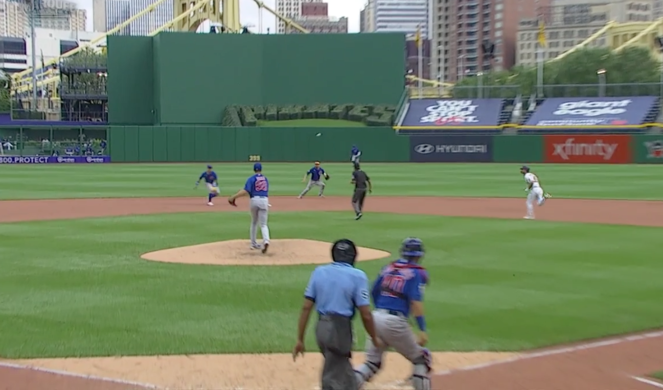 VIDEO: This Throw By Cubs Pitcher Jason Adam Was Just A Bit Outside