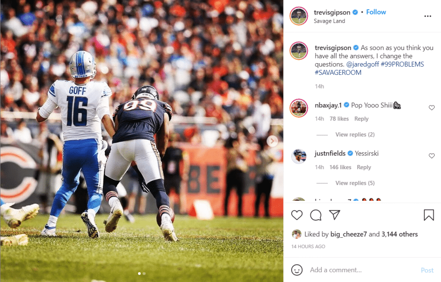 Trevis Gipson Quoting Roddy Piper In Dig At Jared Goff? Yes Please