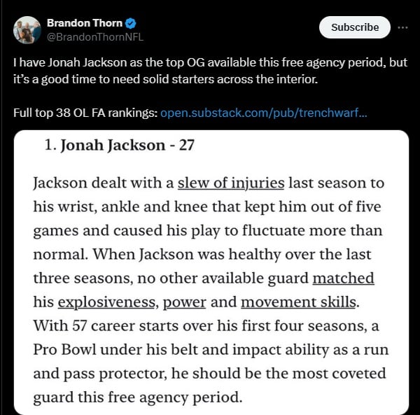 Multiple O-Line Experts Believe Jonah Jackson Is A Steal For Bears